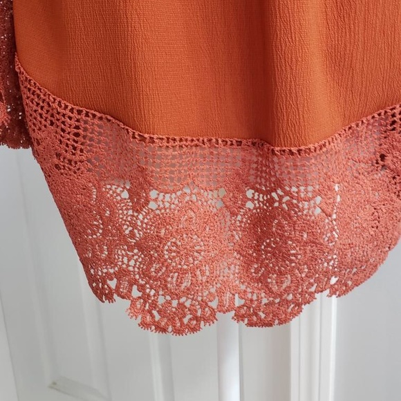 Tops | Rust Lace Detailed Buttonup Blouse | Poshmark